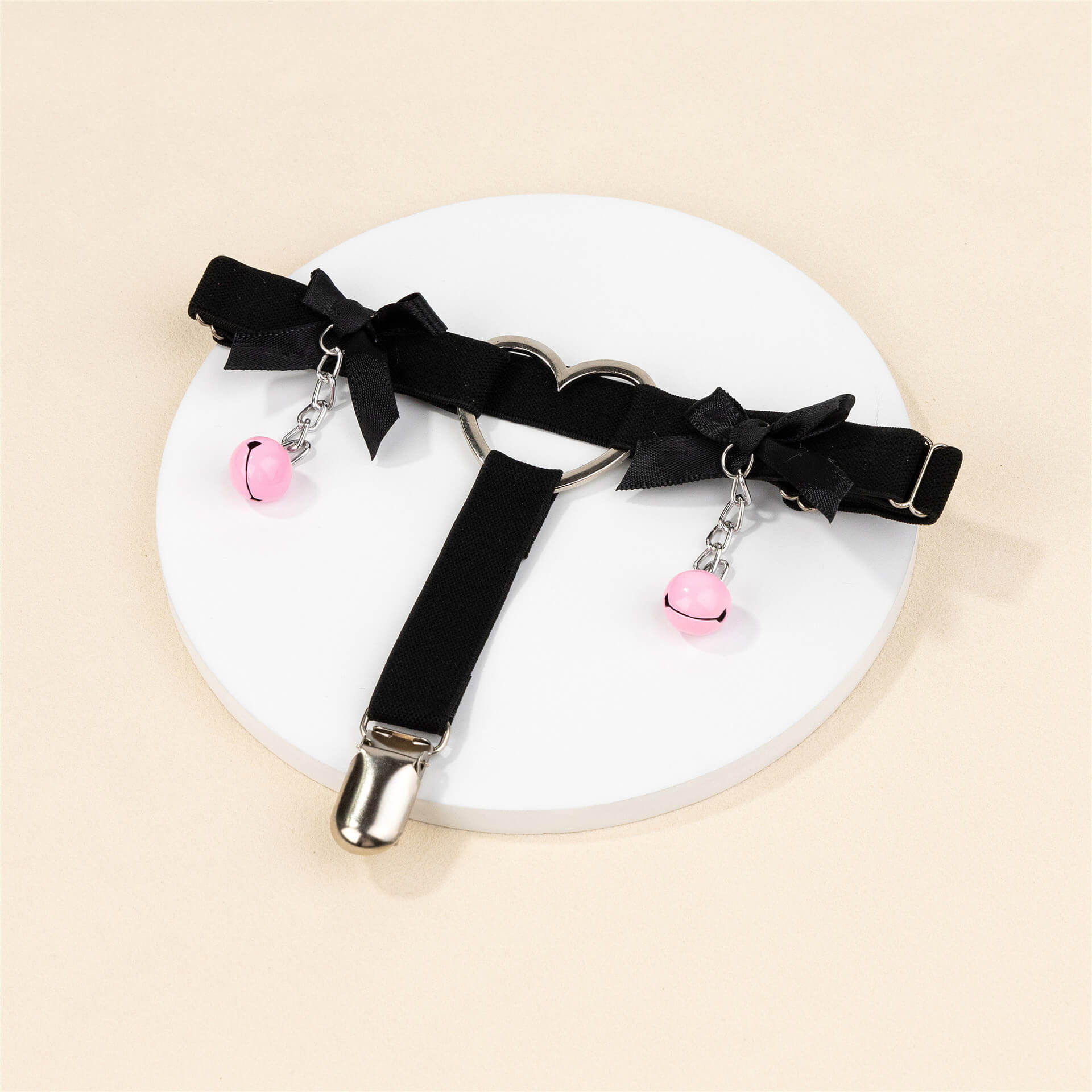 Heart Leg Garter Belt With Bow Bell - Femboy Fashion