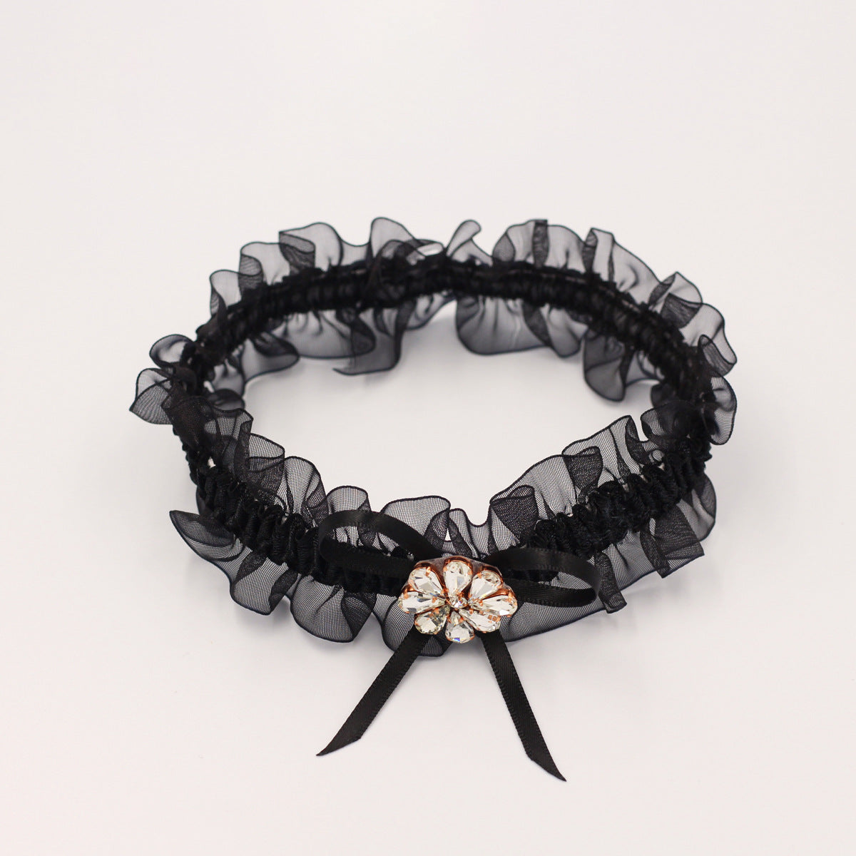 Sexy White/Black Ruffle Garter With Bow - Femboy Fashion