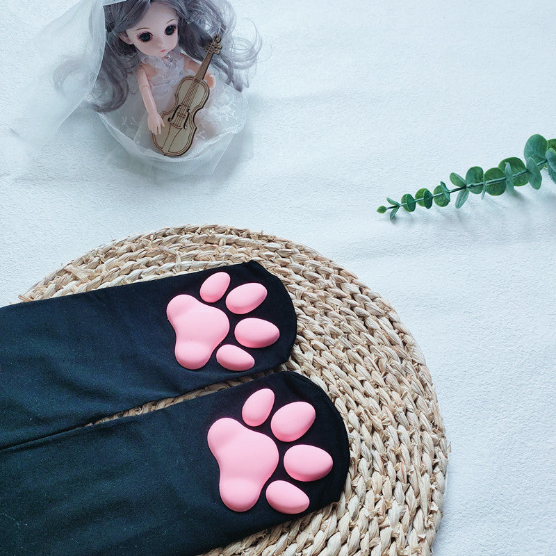 3D Cat Paw Thigh High Socks - Femboy Fashion