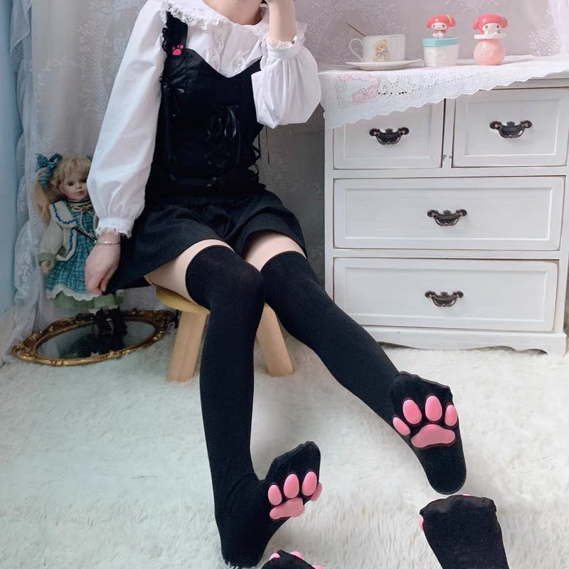 Cute Cat Paw Thigh High Socks - Femboy Fashion