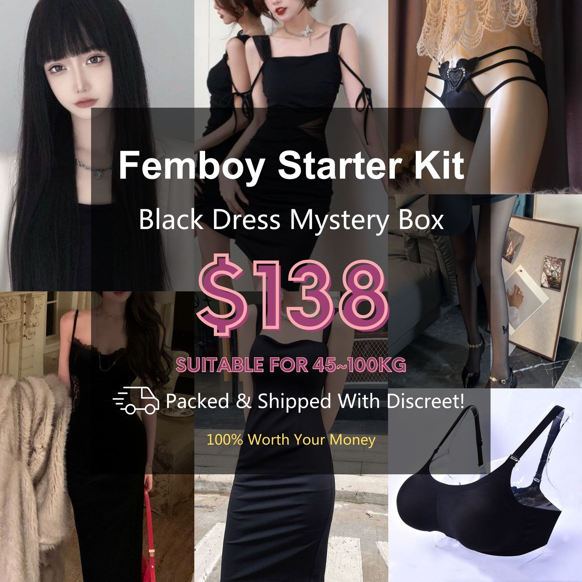Femboy Starter Kit - Black Dress Mystery Box – Femboy Fashion Femboy Starter Kit - Black Dress Mystery Box – Femboy Fashion