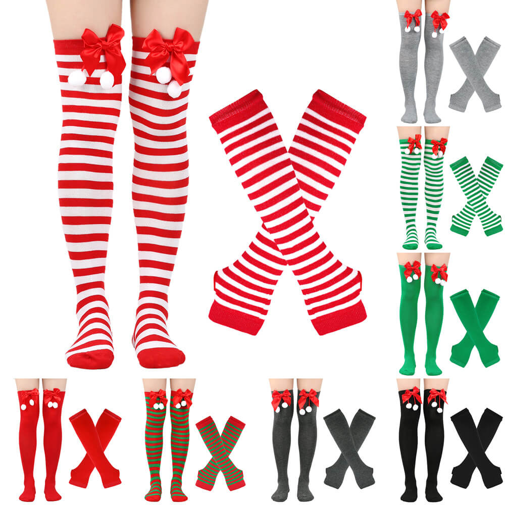 Femboy Christmas Thigh Highs And Arm Warmers Set - Femboy Fashion